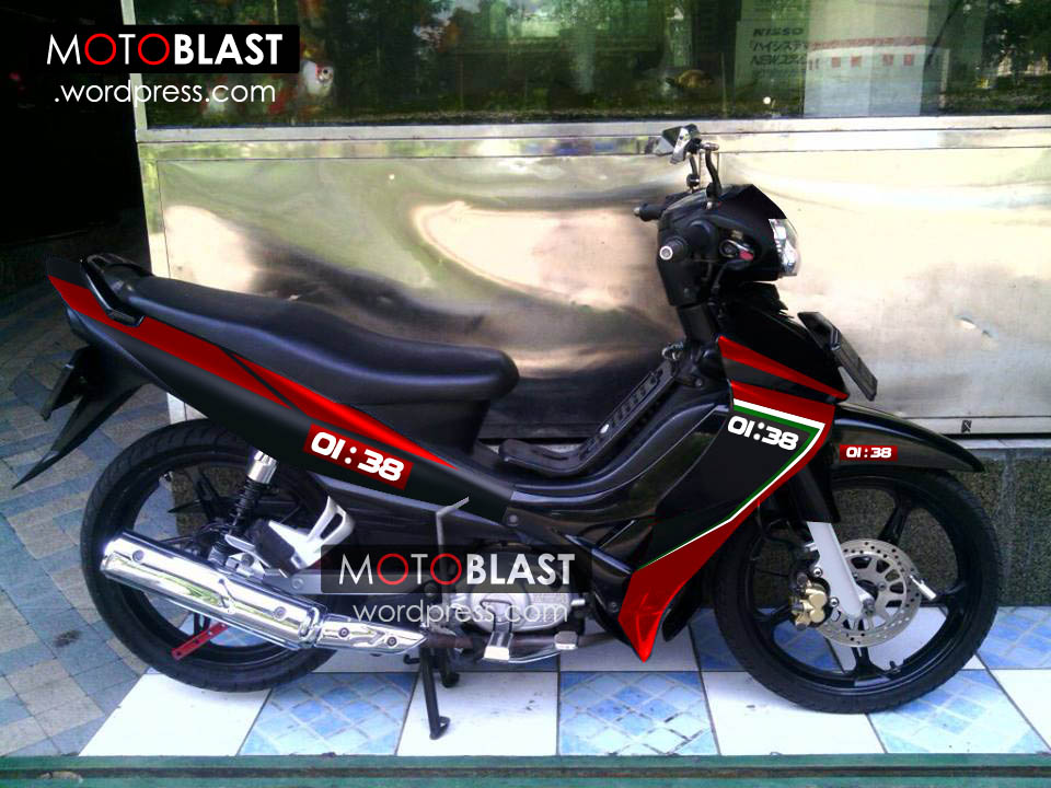 Modif Jupiter Z hitam striping ala Aprilia RSV4 - MOTOBLAST