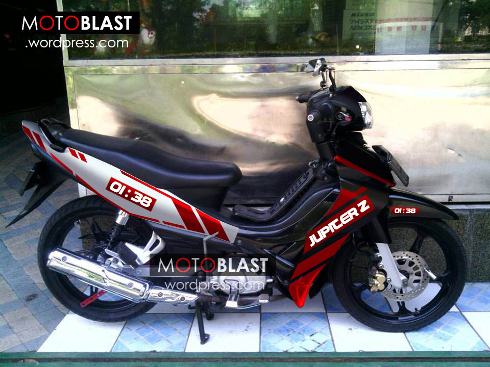Modif Jupiter Z hitam striping ala Aprilia RSV4 - MOTOBLAST