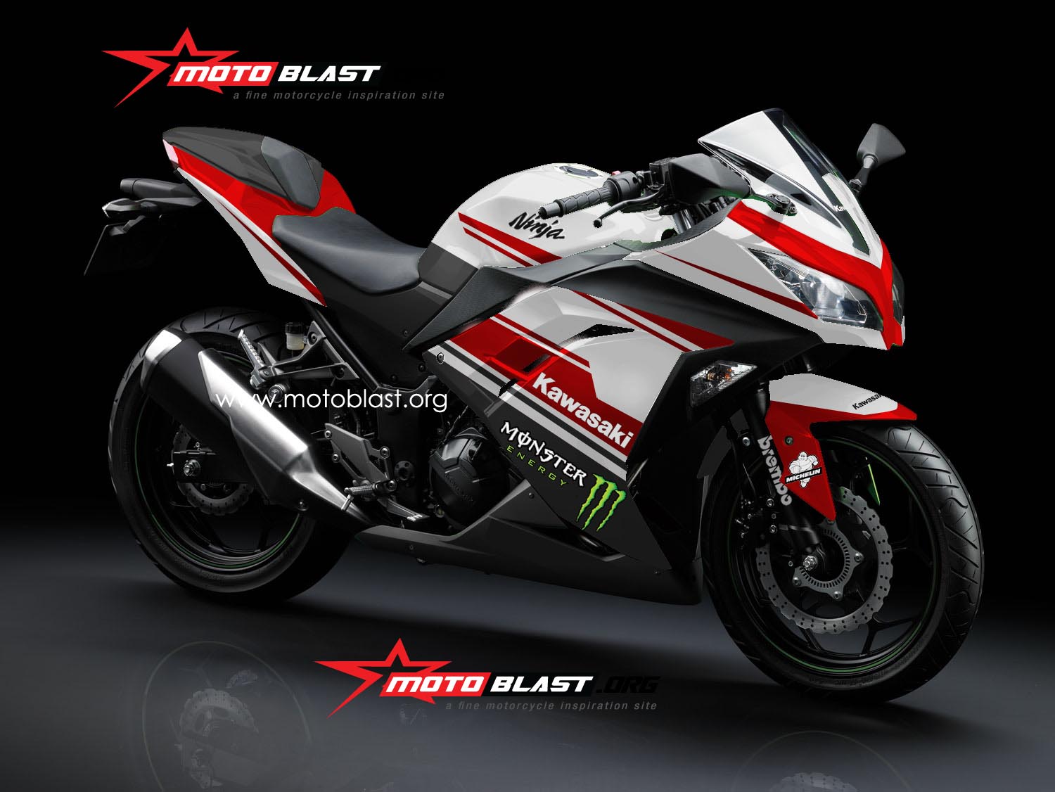 Modif Striping Kawasaki ninja 250R FI white Red 2014! - MOTOBLAST