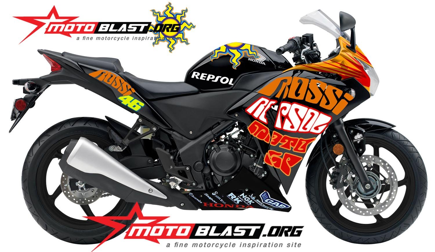 Modif Striping Honda CBR250R Black - Rossi Repsol Motogp!! - MOTOBLAST
