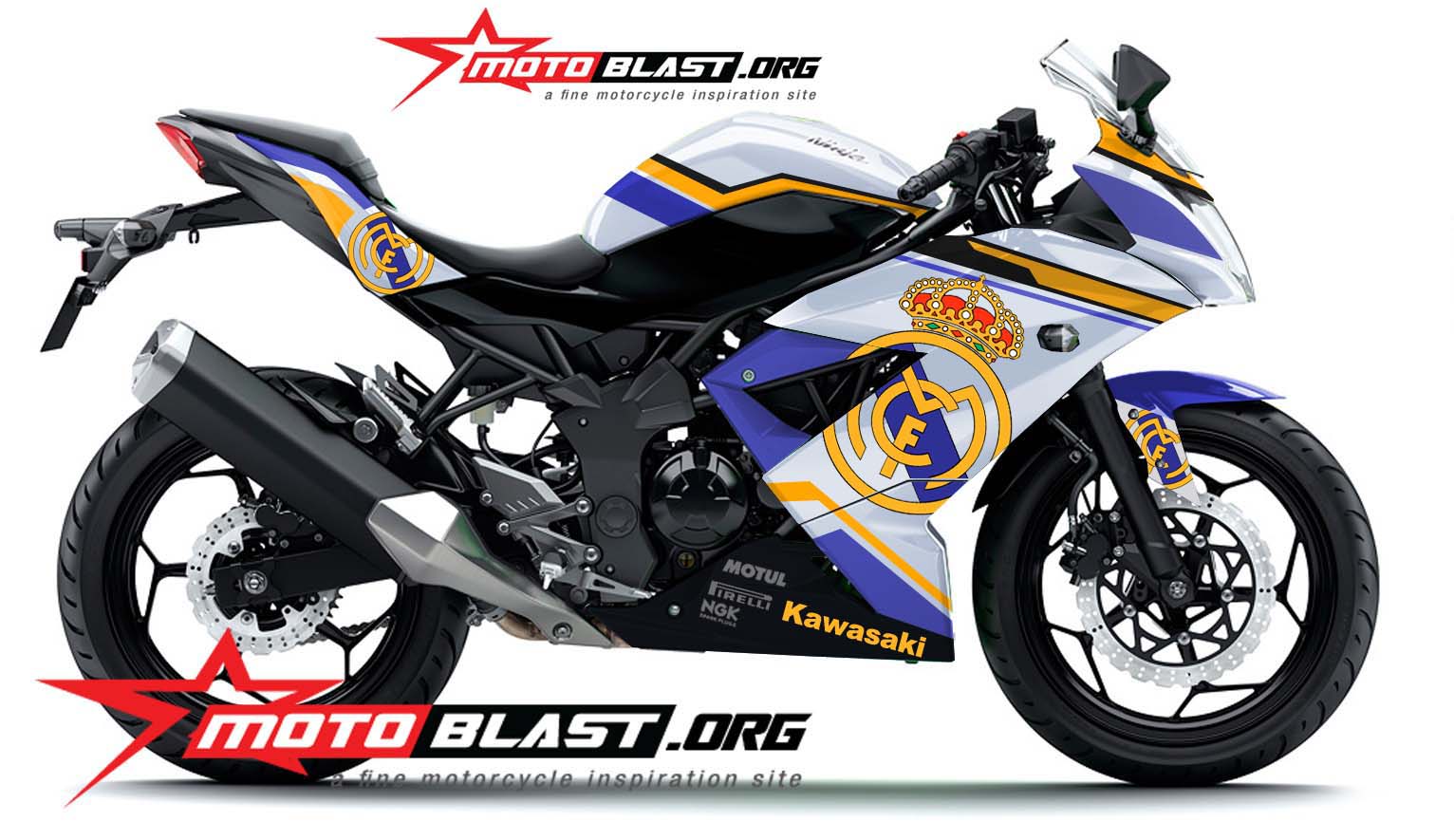 Modif Striping Kawasaki Ninja RR Mono white - Real Madrid! - MOTOBLAST
