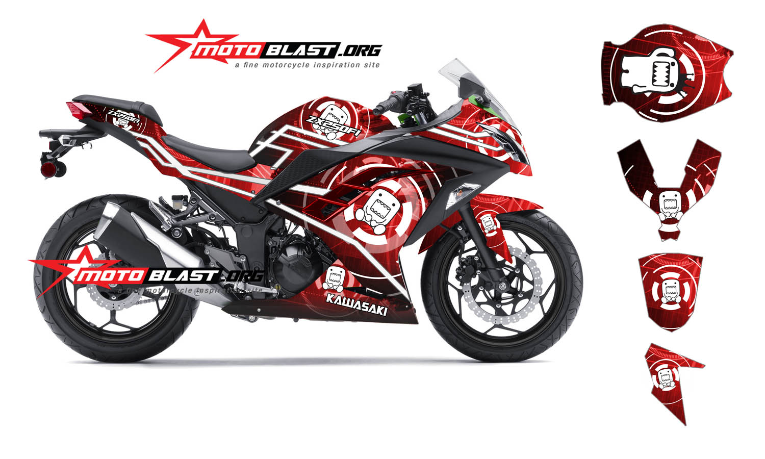 Modif Striping Kawasaki Ninja 250r FI Merah - DOMO! - MOTOBLAST