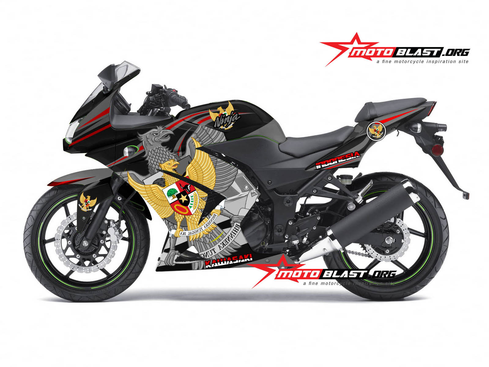 Modif striping decal design Ninja Karbu Black - Indonesia! - MOTOBLAST