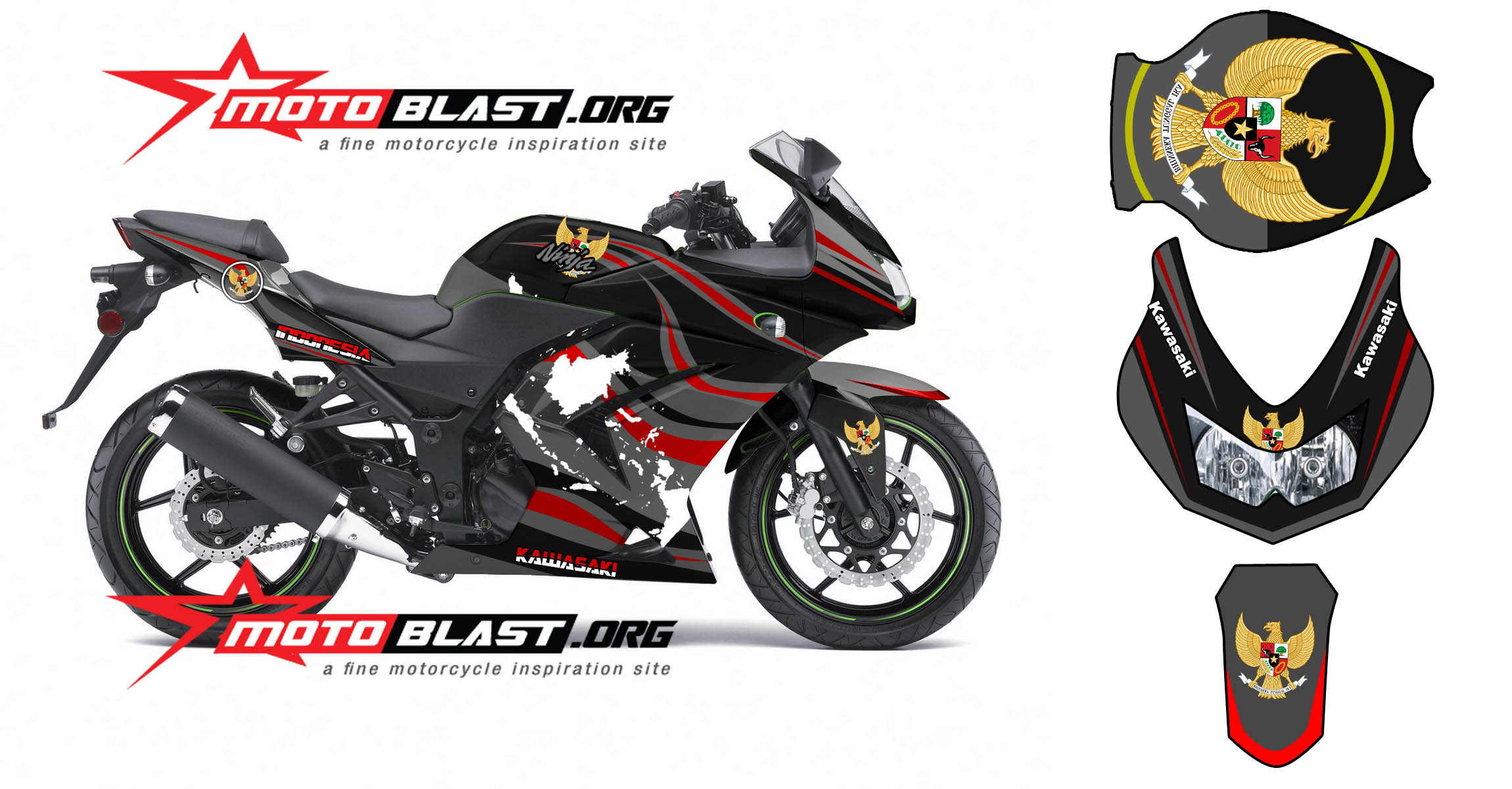 Modif striping decal design Ninja Karbu Black - Indonesia! - MOTOBLAST