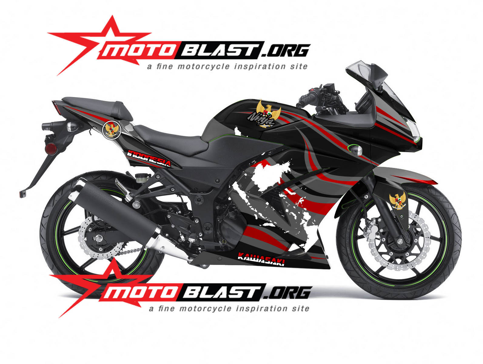 Modif striping decal design Ninja Karbu Black - Indonesia! - MOTOBLAST