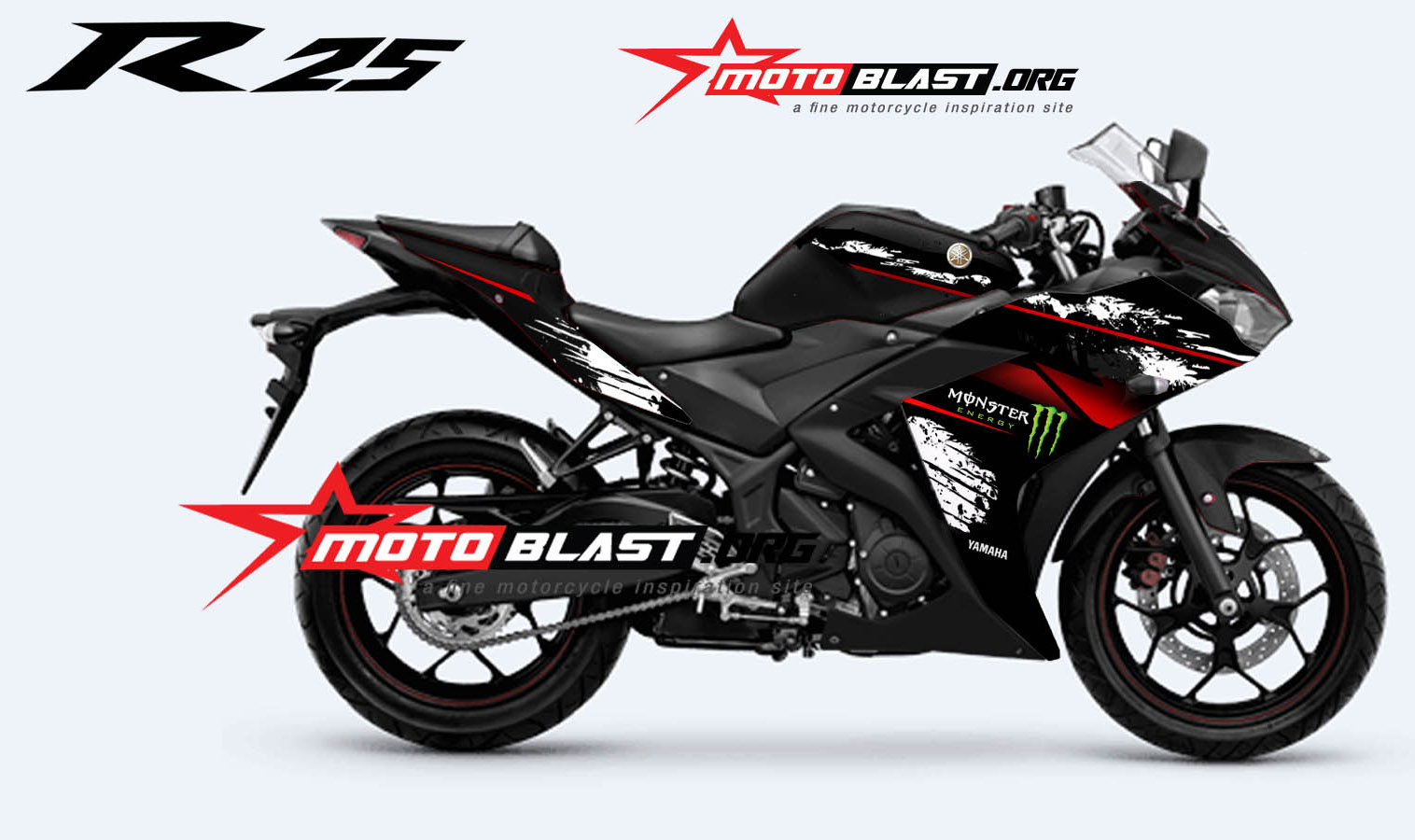 Modif Striping Yamaha R25 Black Monster Minimalis - No Fullbody Decal ...