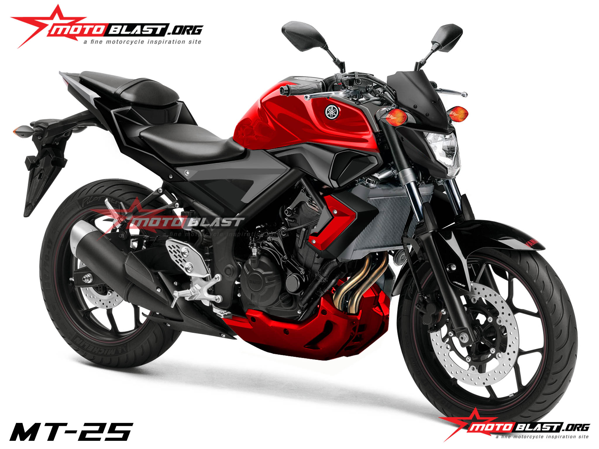 Rendering Yamaha MT25 - Versi warna merah! lah kok tampilan semakin ...