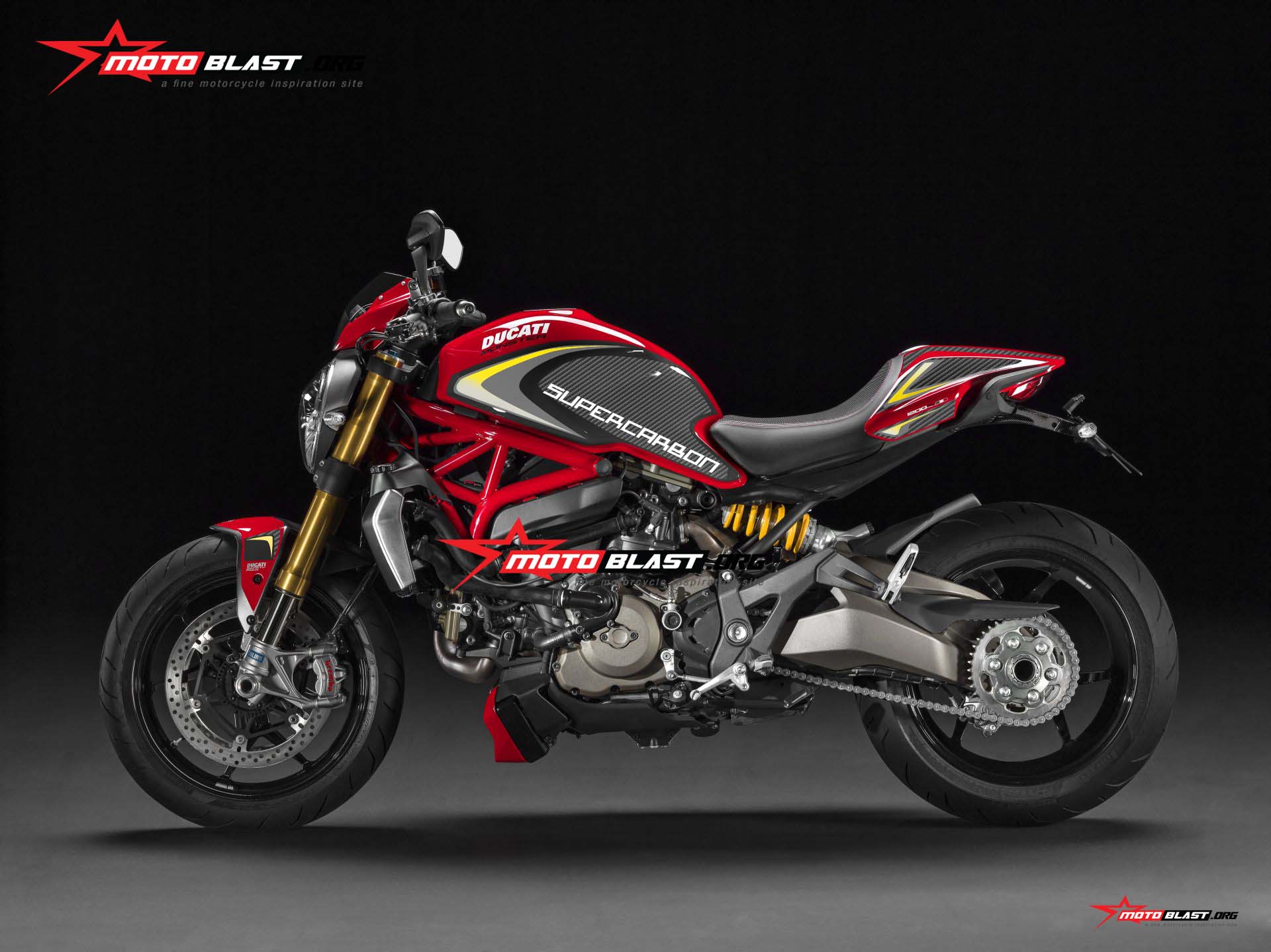 MOGE SERIES! Modif Striping Ducati monster RED - Super Carbon! - MOTOBLAST