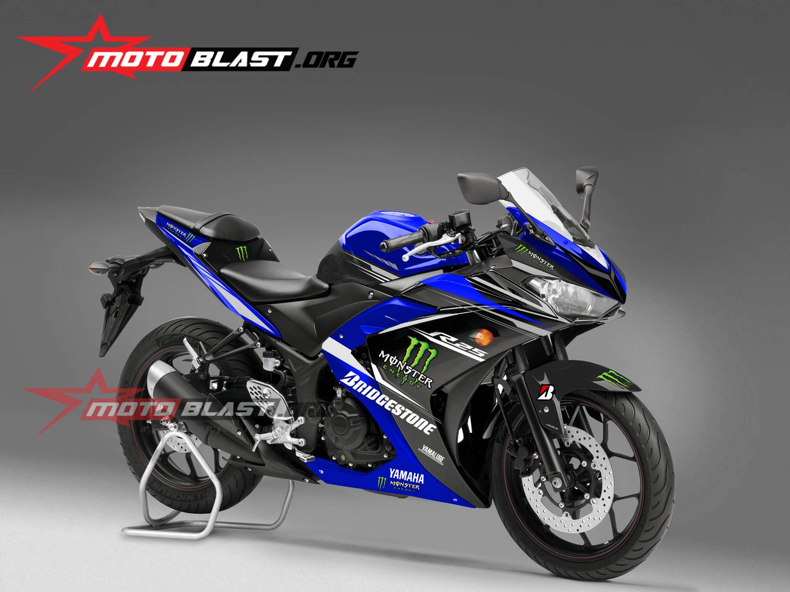 Modif Striping Yamaha R25 Blue Monster New! - MOTOBLAST