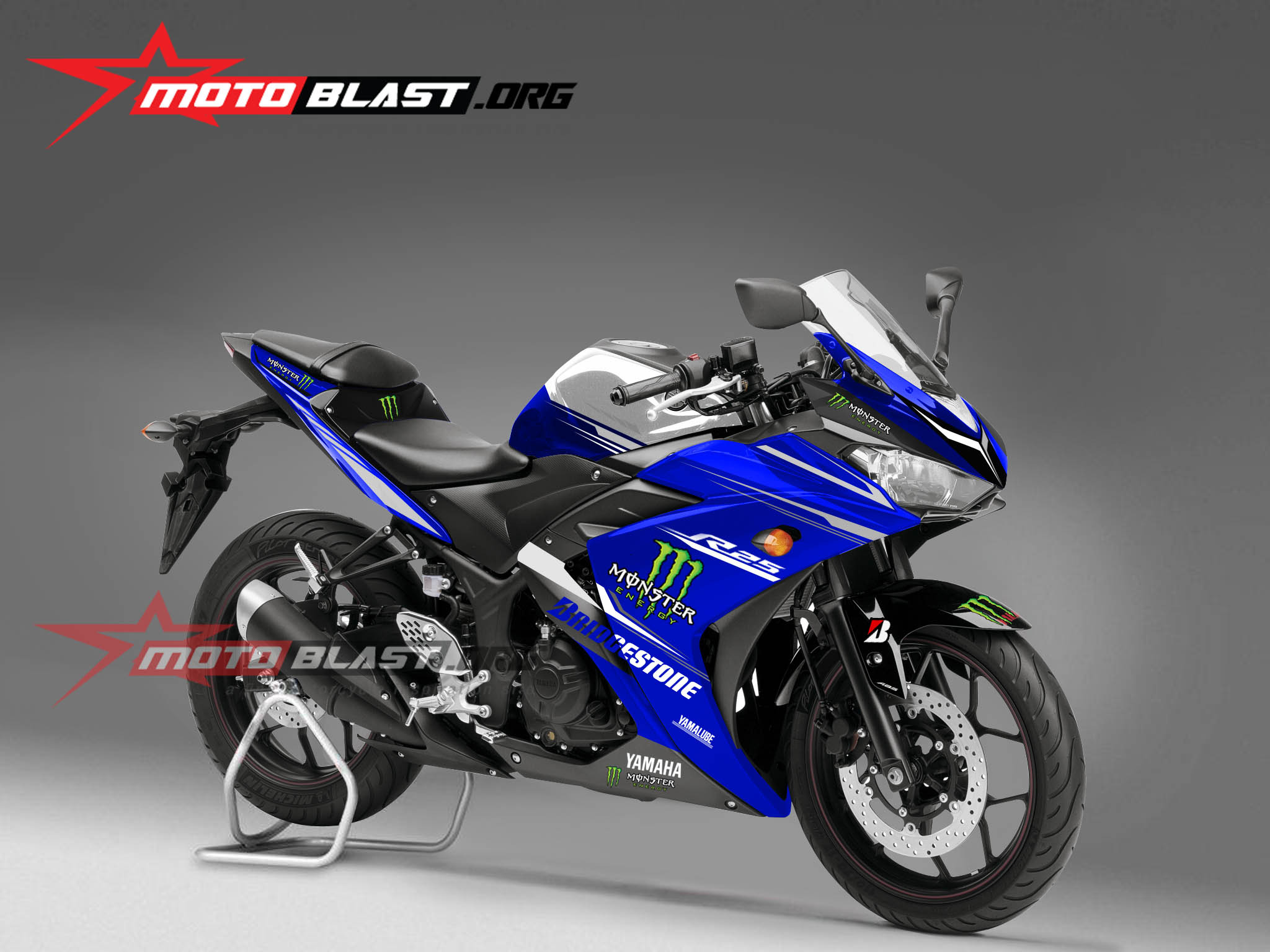 Modif Striping Yamaha R25 Blue Monster New! - MOTOBLAST