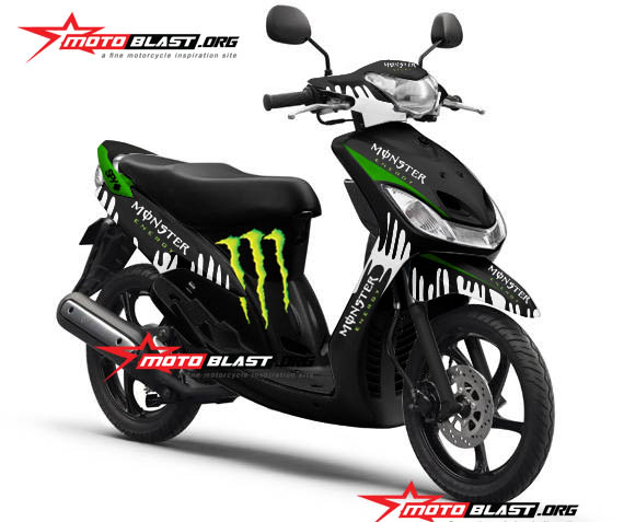Modif Striping Yamaha Mio Sporty Black - Monster! - MOTOBLAST