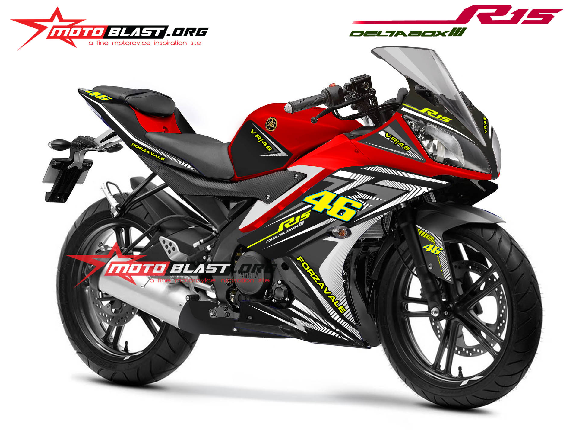 Modifikasi Striping Yamaha R15 RED FORZAVALE 46 White New Teksture ...