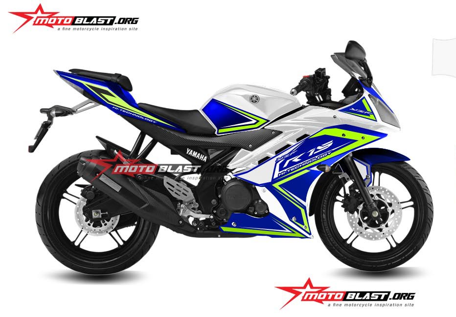 Modifikasi striping R15 Blue white terbaru