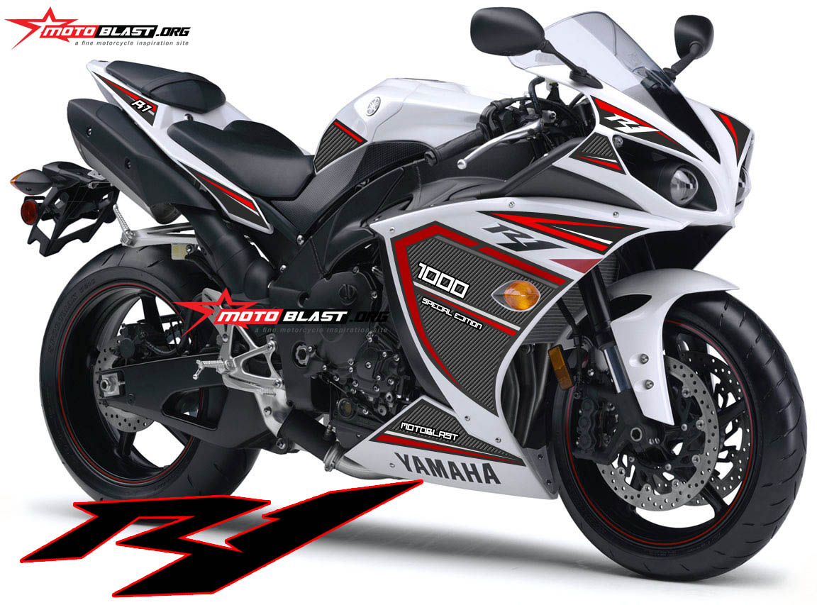 modifikasi yamaha R1 white motoblast