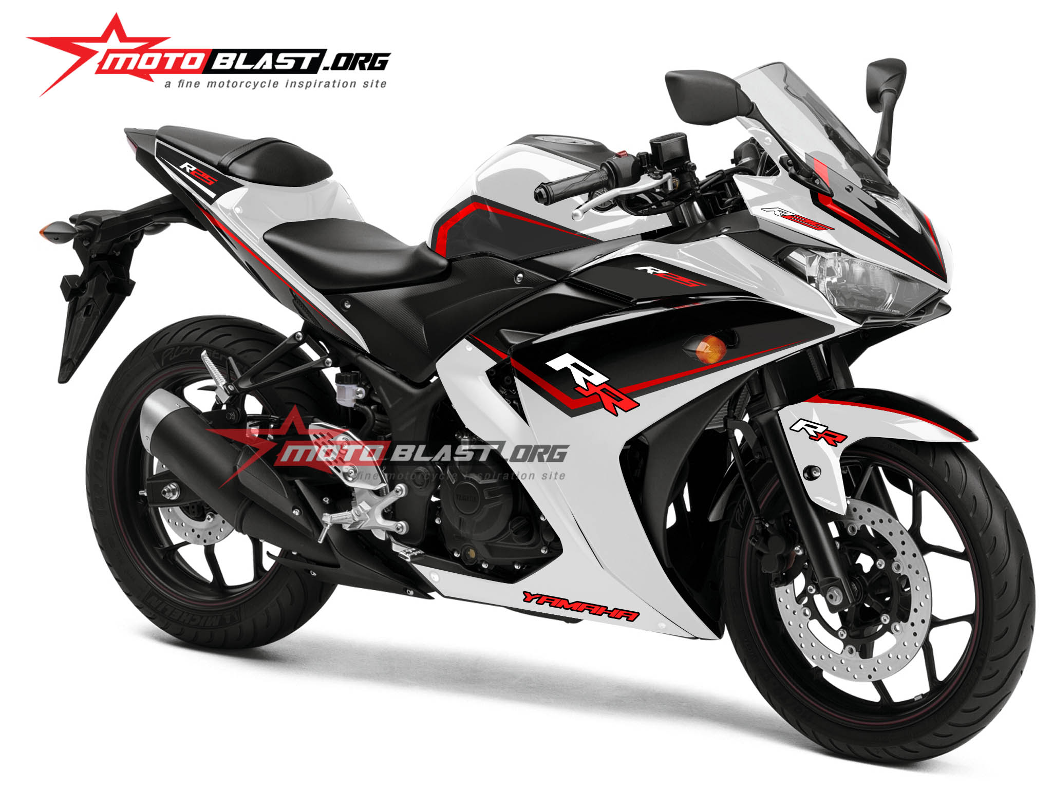 Modifikasi striping Yamaha R25 White Elegant