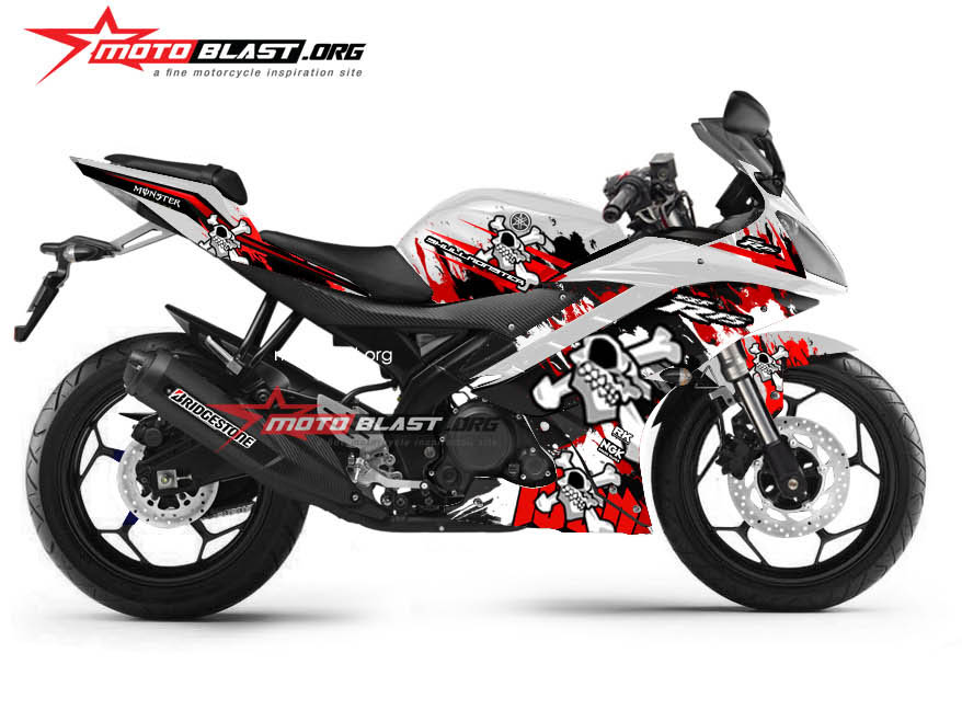 Graphic Kit Yamaha R15 White red Skull Monster New - MOTOBLAST