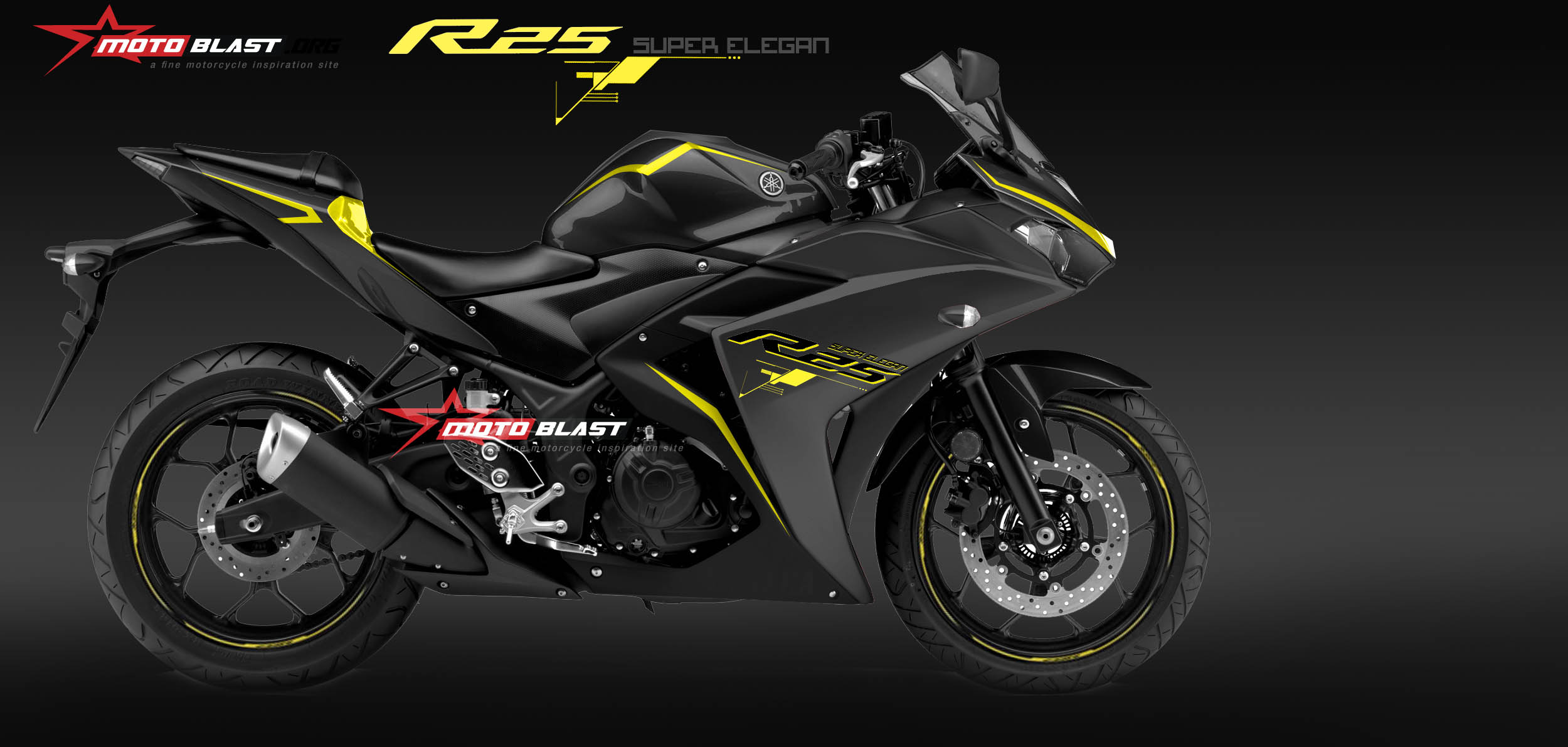 Modifikasi Yamaha R25 Black Super elegant