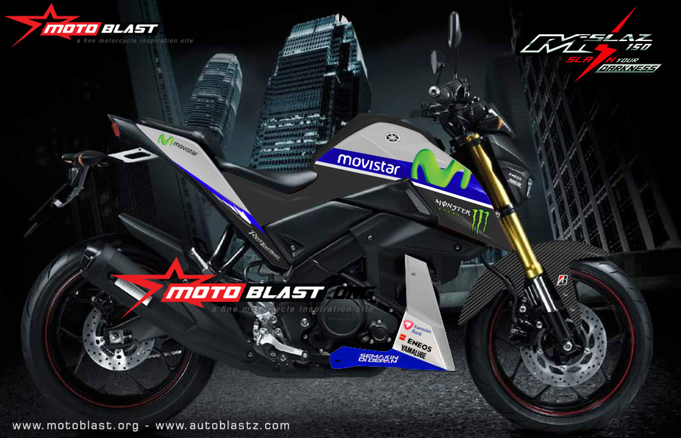 Modifikasi striping Yamaha Xabre Silver Movistar motogp