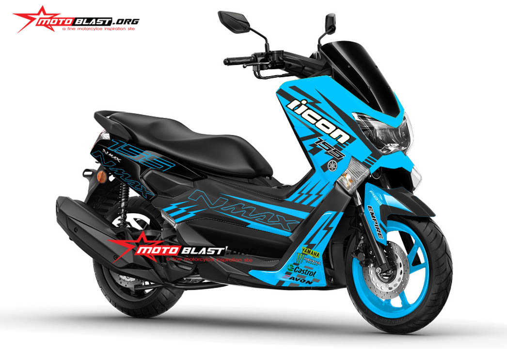 Modifikasi striping Yamaha NMAX Drift Battle Blue - MOTOBLAST