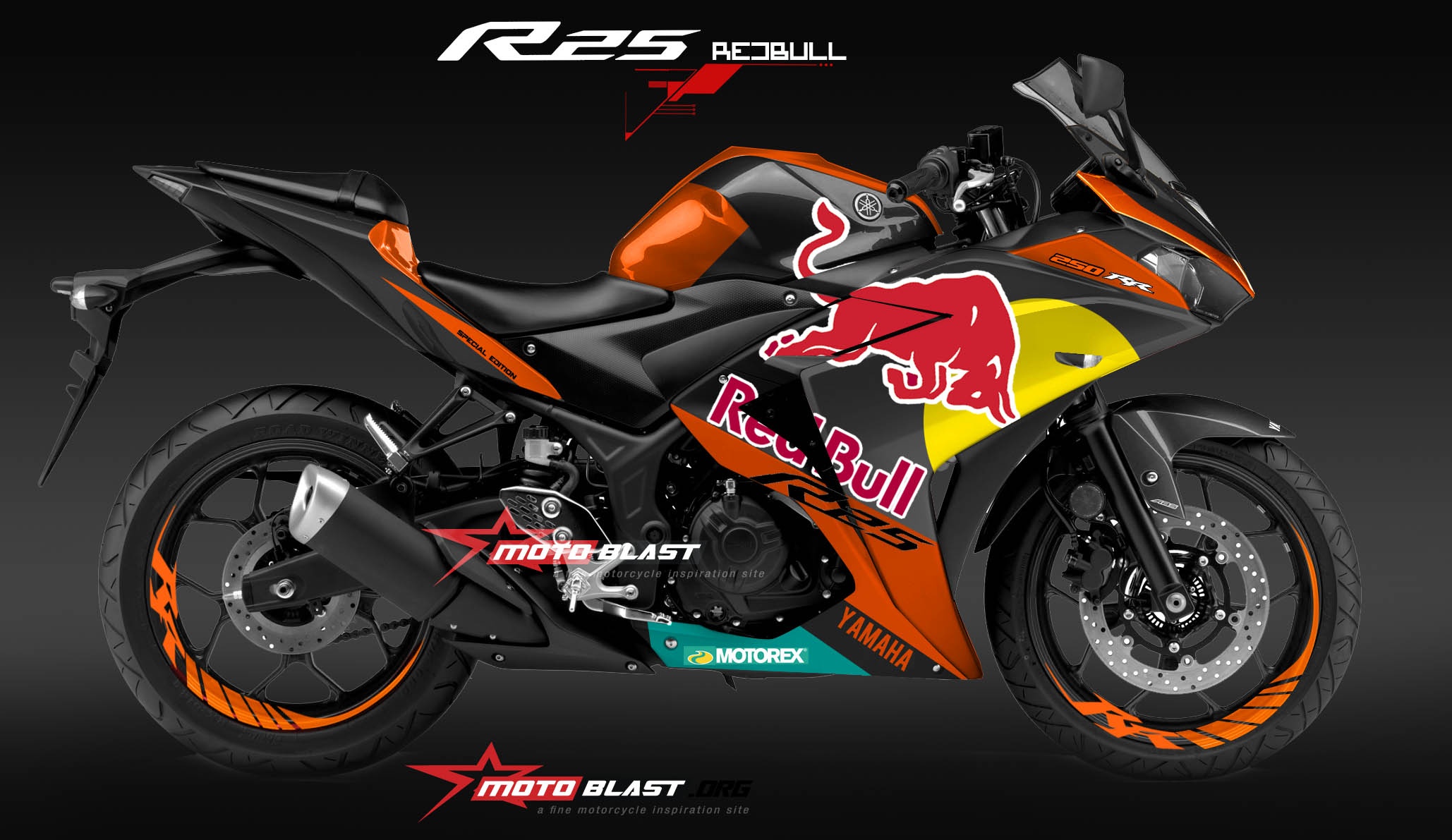 Modifikasi striping Yamaha R25 Redbull - MOTOBLAST
