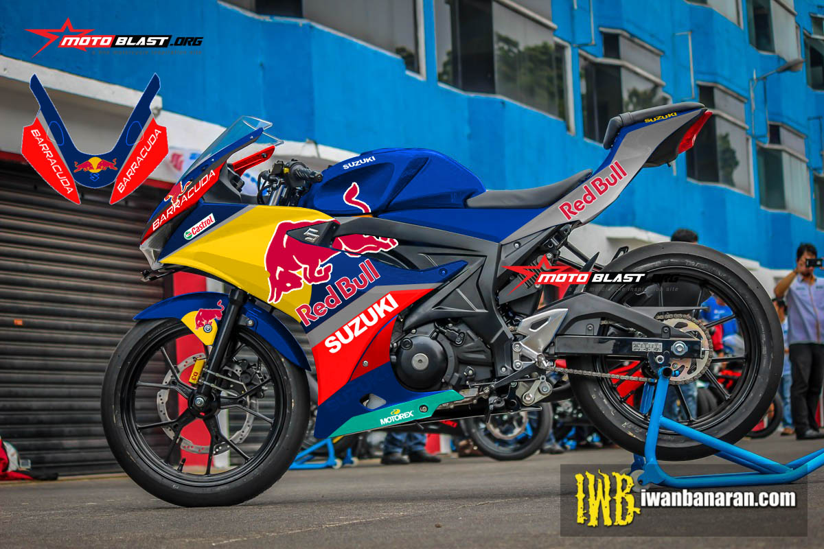 Modifikasi striping Suzuki GSX R 150 livery Redbull - MOTOBLAST
