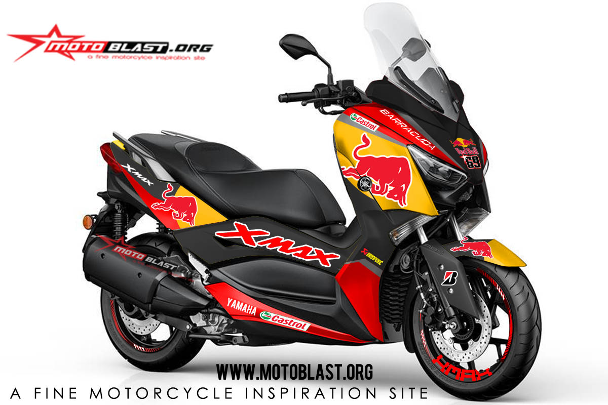 Modifikasi Striping Yamaha Xmax 250 Redbull Black edition - MOTOBLAST