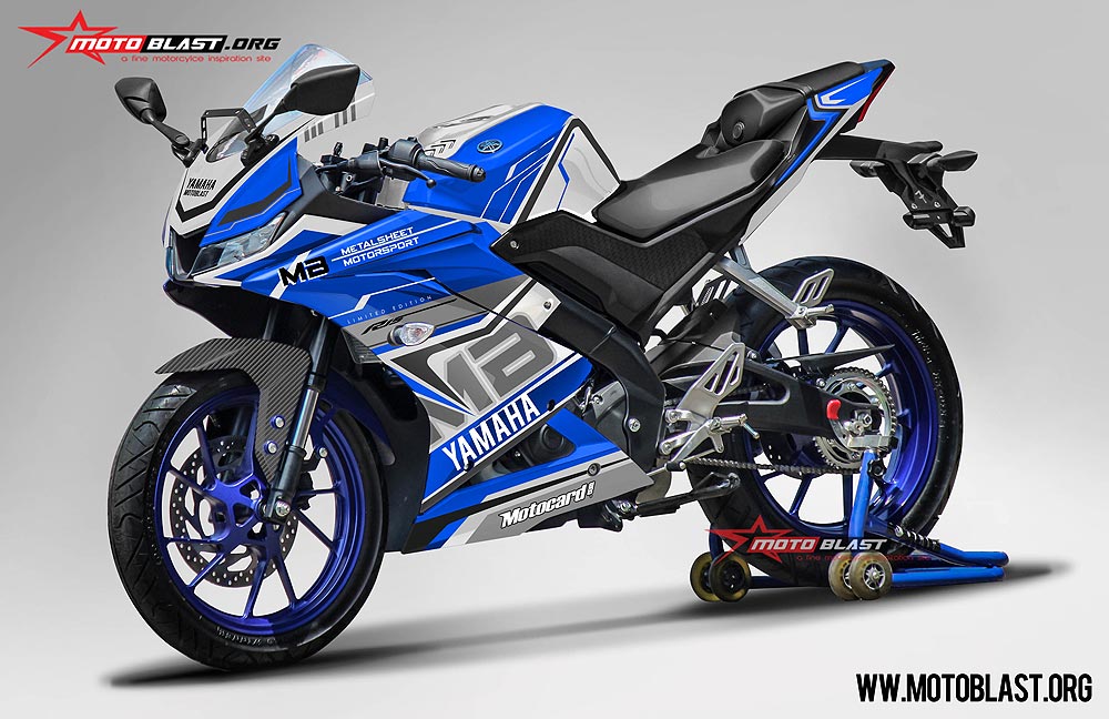 Modifikasi Striping Yamaha R15 V3 Blue Elegan - MOTOBLAST