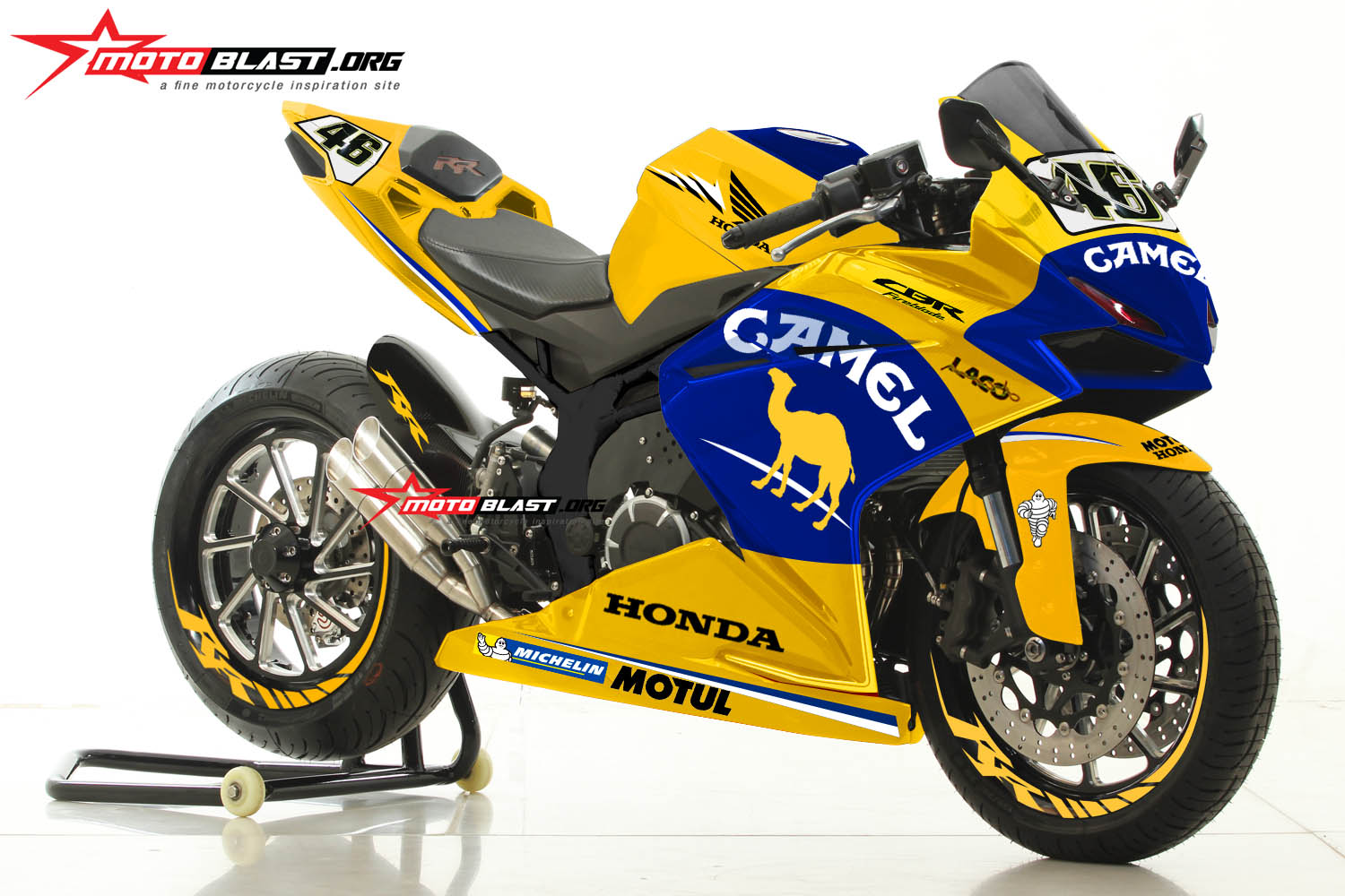 Modifikasi Striping New Honda CBR250RR livery CAMEL Motogp - MOTOBLAST
