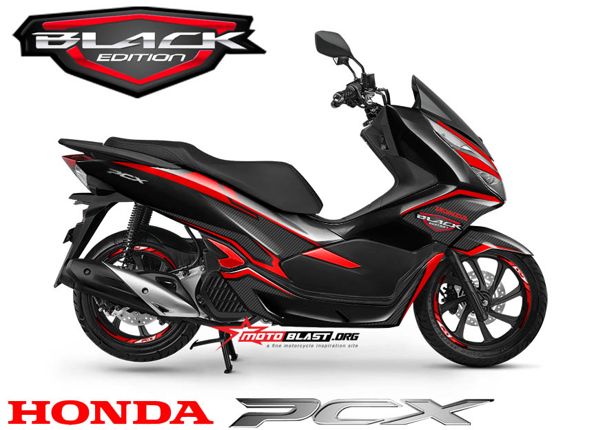 Modifikasi Striping Honda New PCX 150 Black Edition Carbon Red - MOTOBLAST