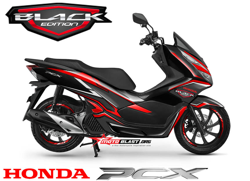 Modifikasi Striping Honda New PCX 150 Black Edition Carbon Red - MOTOBLAST
