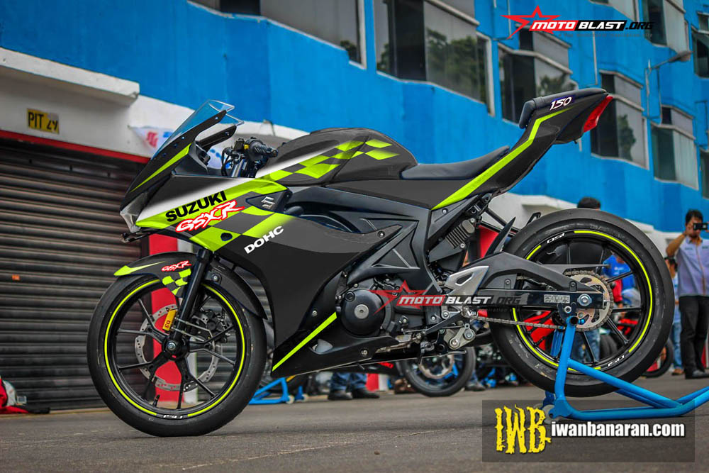 Modifikasi striping Suzuki GSX-R150 black livery Suzuki FXR - MOTOBLAST
