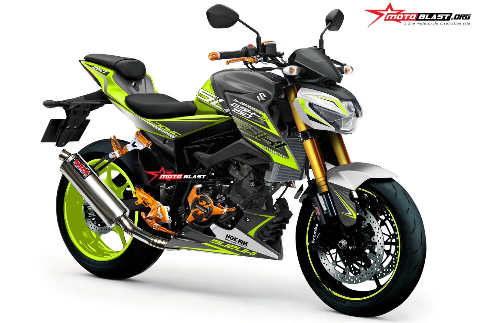 Modifikasi Suzuki GSX-S 150 ubah kaki kaki super gambot dan striping ...