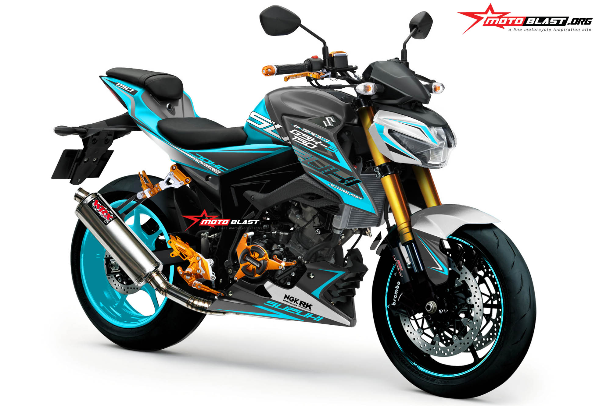 Modifikasi Suzuki GSX-S 150 ubah kaki kaki super gambot dan striping ...