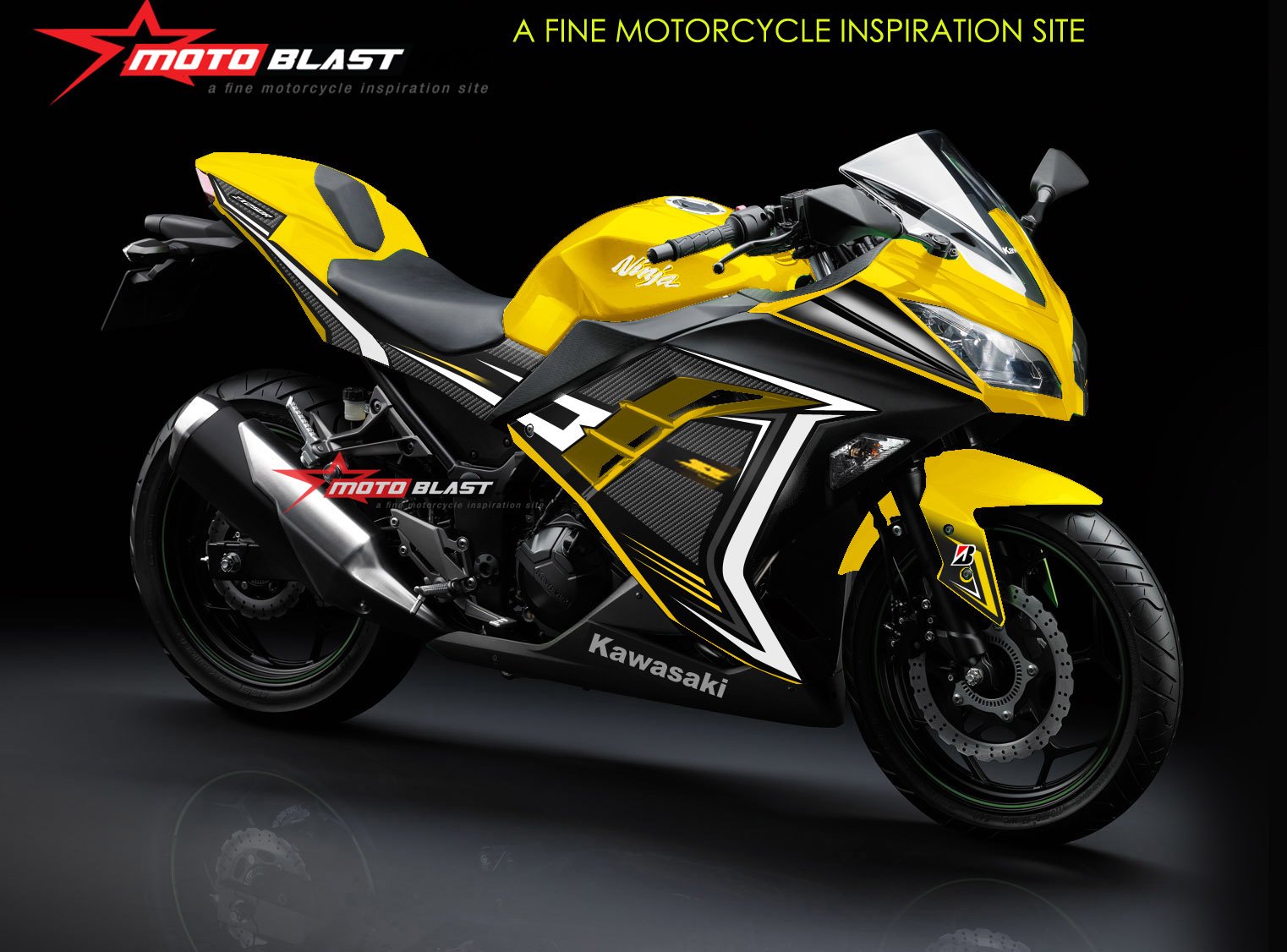 Modifikasi Striping Kawasaki Ninja 250R Fi Yellow funky - MOTOBLAST