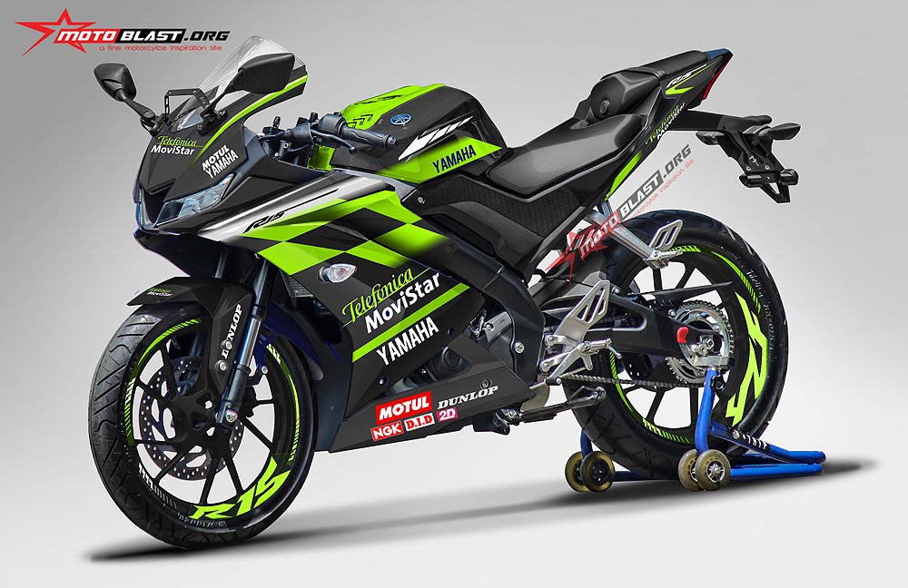 Modifikasi striping Yamaha R15 V3 black green flag FXR - MOTOBLAST