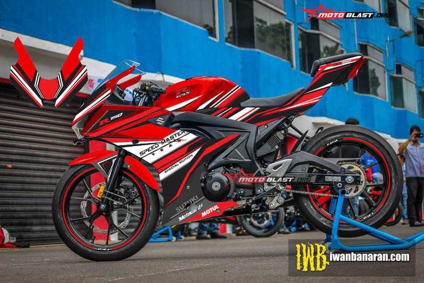 Modifikasi Striping Suzuki GSX-R150 Red - MOTOBLAST