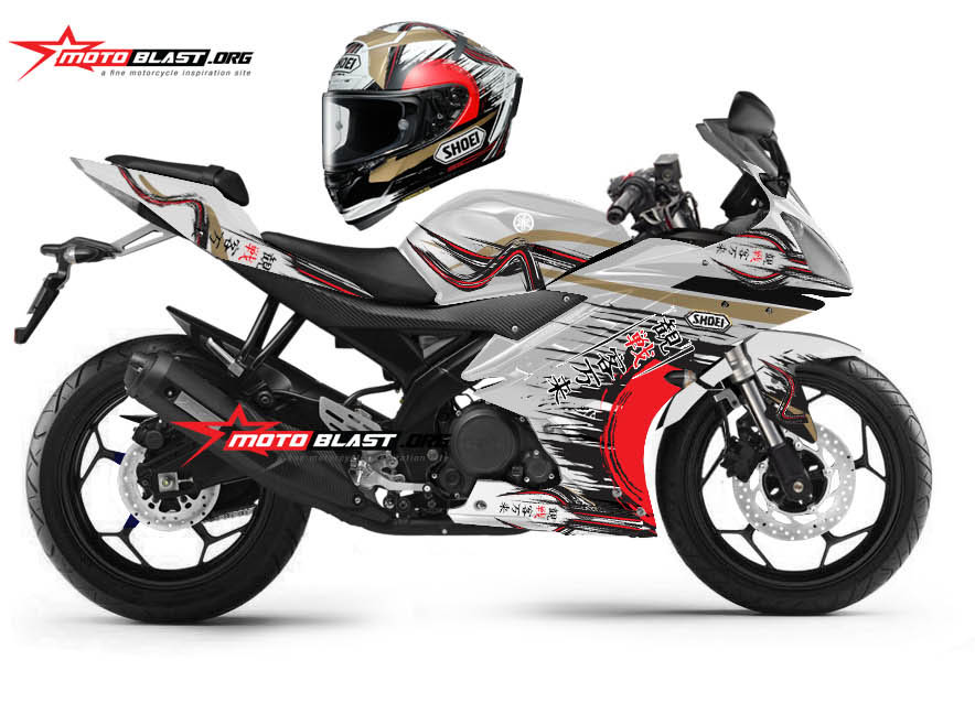 Striping livery Shoei Marquez Motegi untuk Yamaha YZF R15 - MOTOBLAST