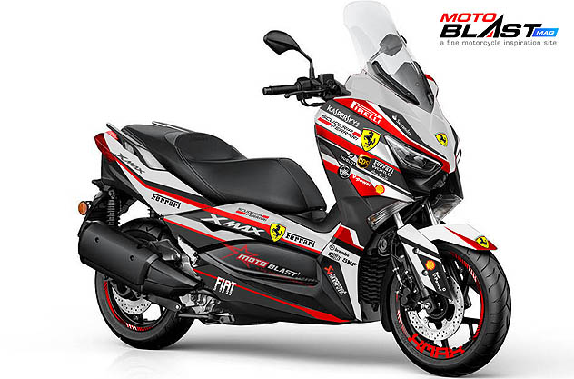 Modifikasi striping Yamaha Xmax White livery Ferrari - MOTOBLAST