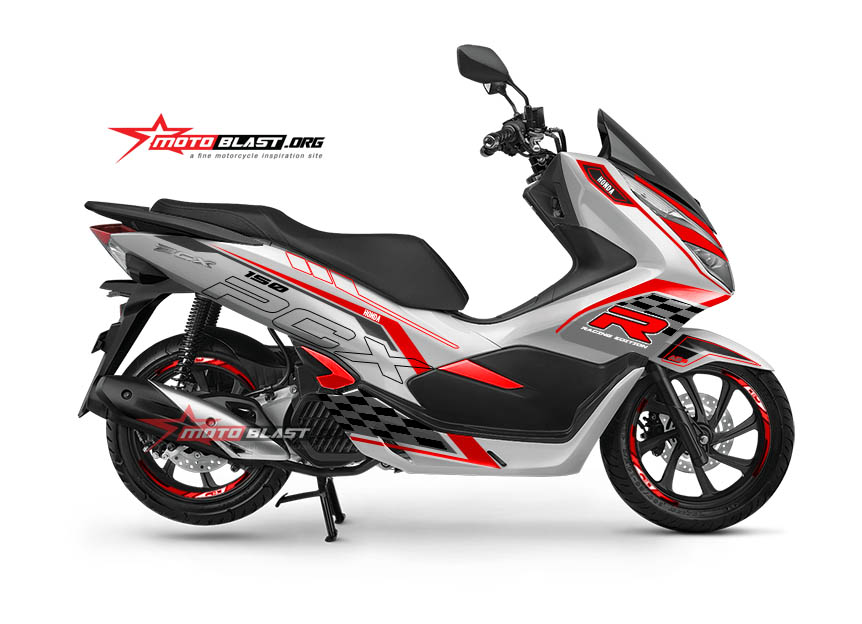 Modifikasi striping Honda New PCX 150 White R Edition - MOTOBLAST