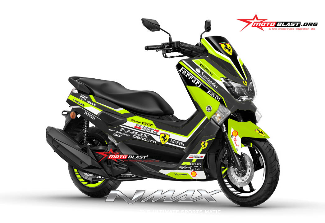 Modifikasi Striping Yamaha Nmax Black Ferrari Green lime - MOTOBLAST