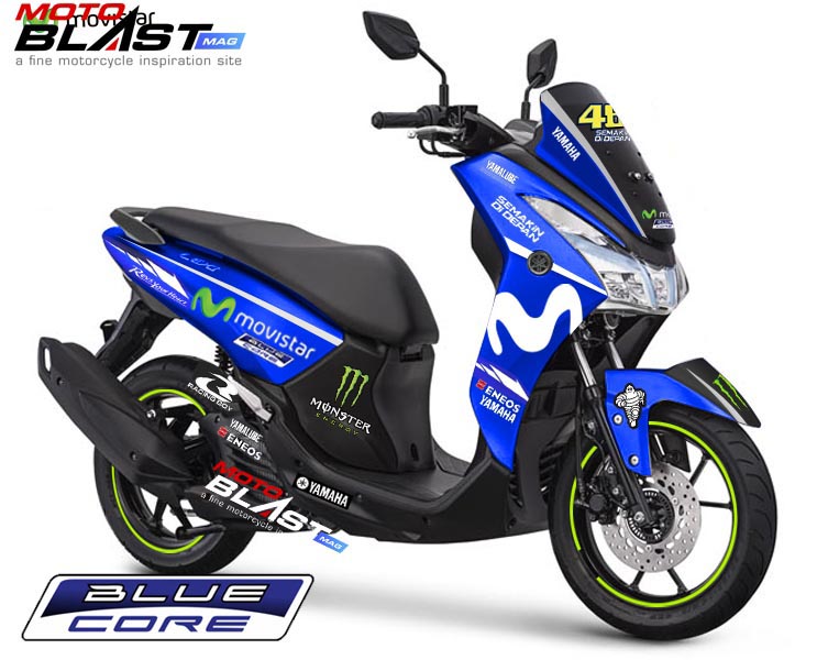 Modifikasi Striping Yamaha Lexi 125 Livery Movistar Motogp 2018 - MOTOBLAST