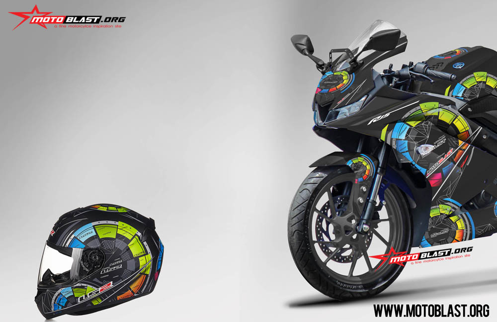 Modifikasi Striping Yamaha R15 V3 livery LS2 FF352 Helmet - MOTOBLAST