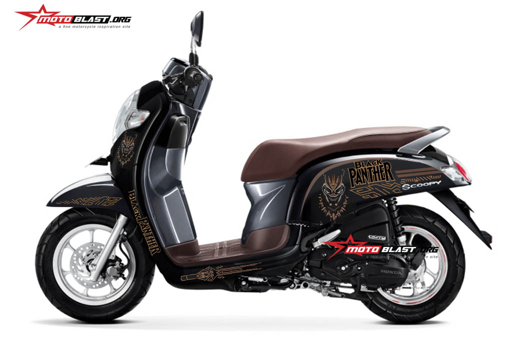 Honda Scoopy Esp 2017 Stylish Black Livery Black Panther Brown - MOTOBLAST