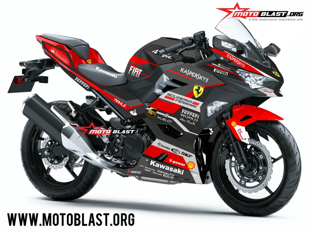 Modif Striping Kawasaki Ninja 250R Fi 2018 Black Ferrari - MOTOBLAST