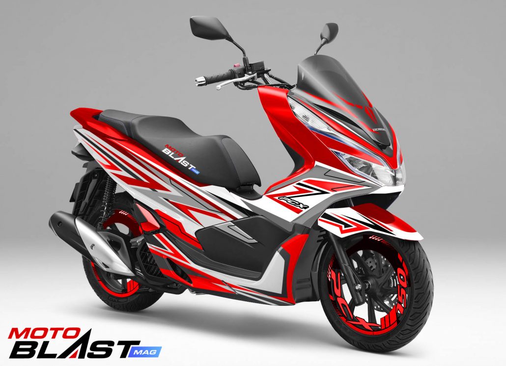 Modif Striping Honda PCX 150 2018 Red Shadow - MOTOBLAST