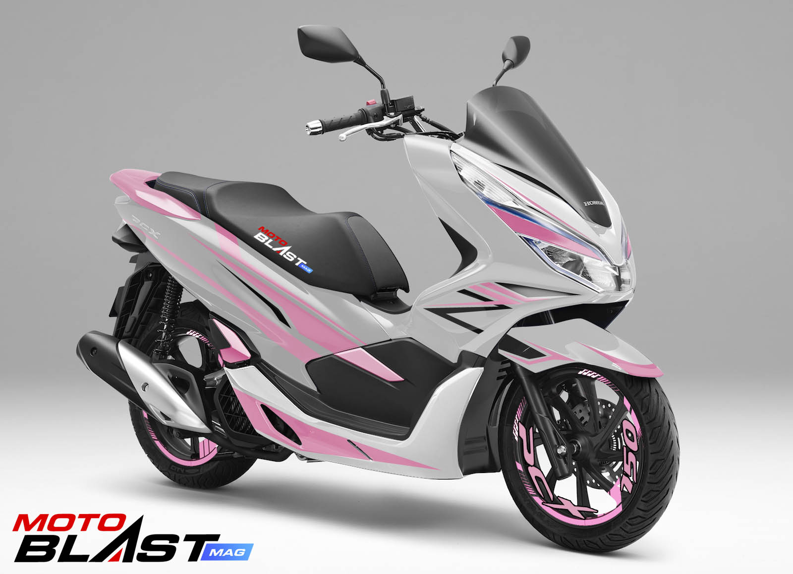 Honda PCX 150 Putih tema Girly Pink - MOTOBLAST