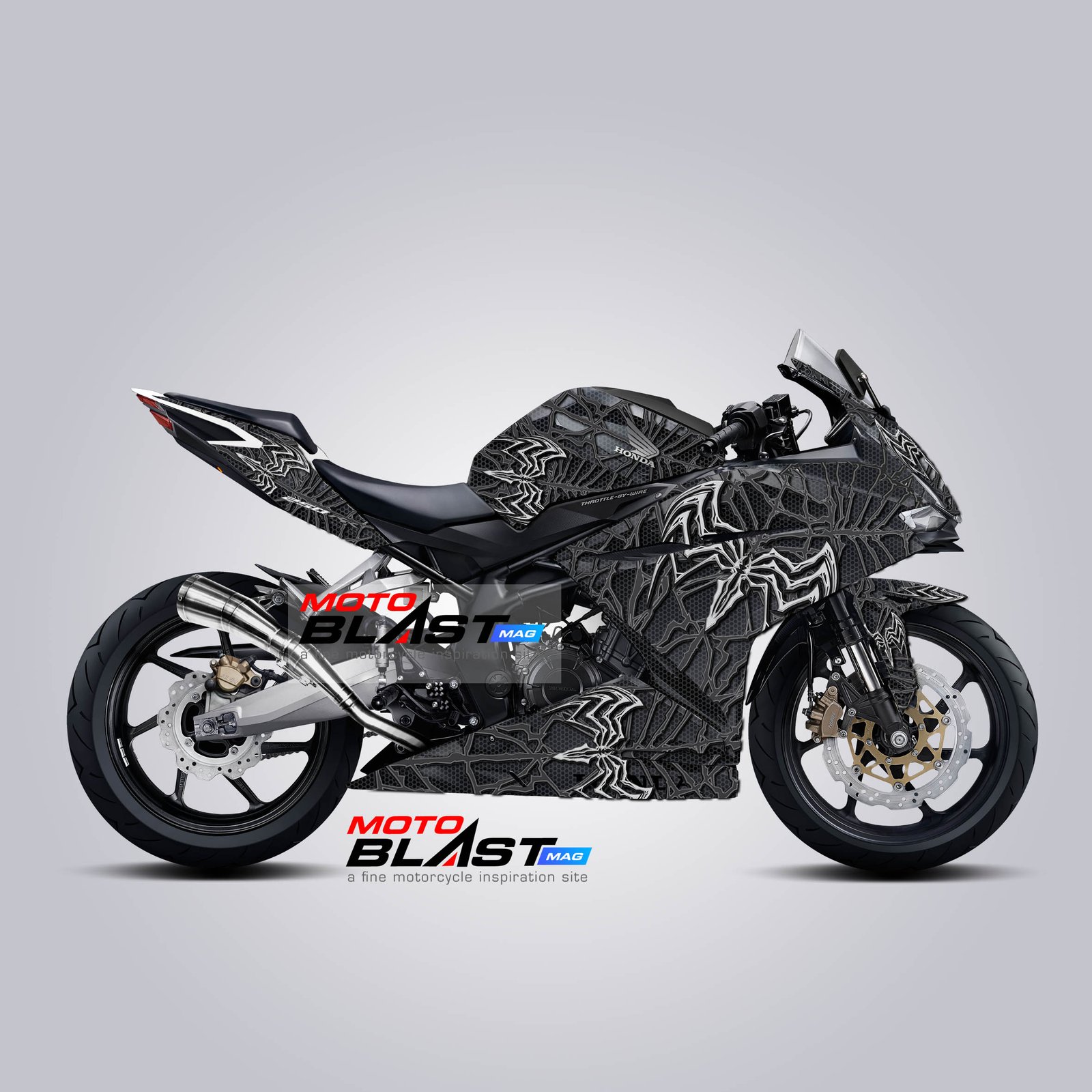 Honda CBR250RR Hitam dengan tema Black Spiderman terbaru dari Motoblast ...