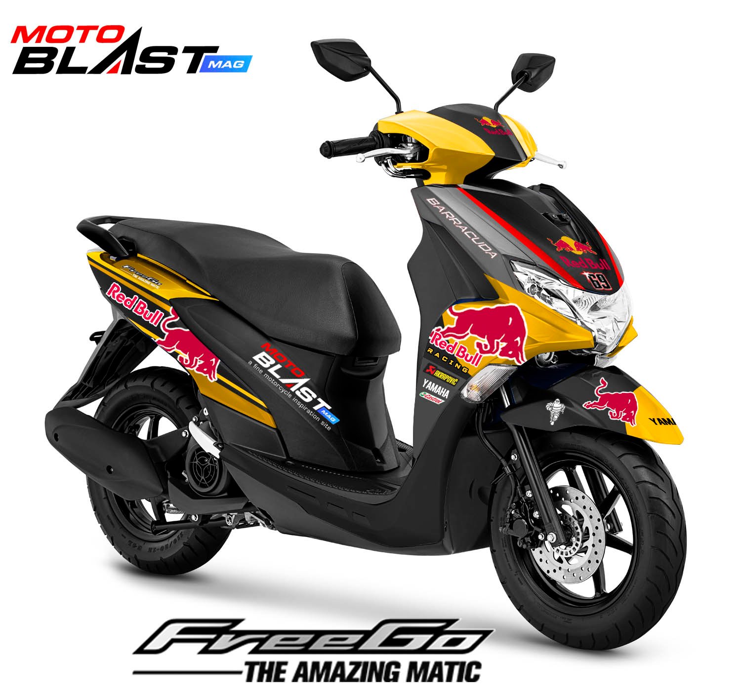 Modifikasi Striping Yamaha Freego Redbull Black - MOTOBLAST