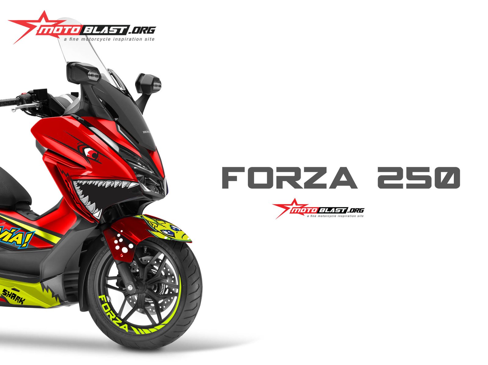 Modifikasi Striping Honda Forza 250 Red Shark - MOTOBLAST