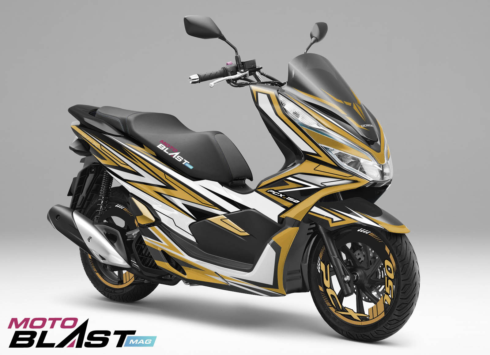 Modifikasi Striping Honda PCX 150 Black Gold Shadow - MOTOBLAST